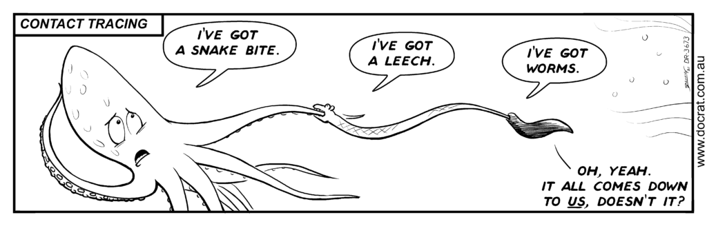 Contact tracing – Doc Rat – A daily comic strip by Jenner