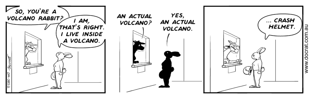 A high-flying volcano rabbit – Doc Rat – A daily comic strip by Jenner